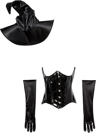 Amazon.com: Daisy corsets womens Top Drawer 3 Pc Black Patent Witch ...