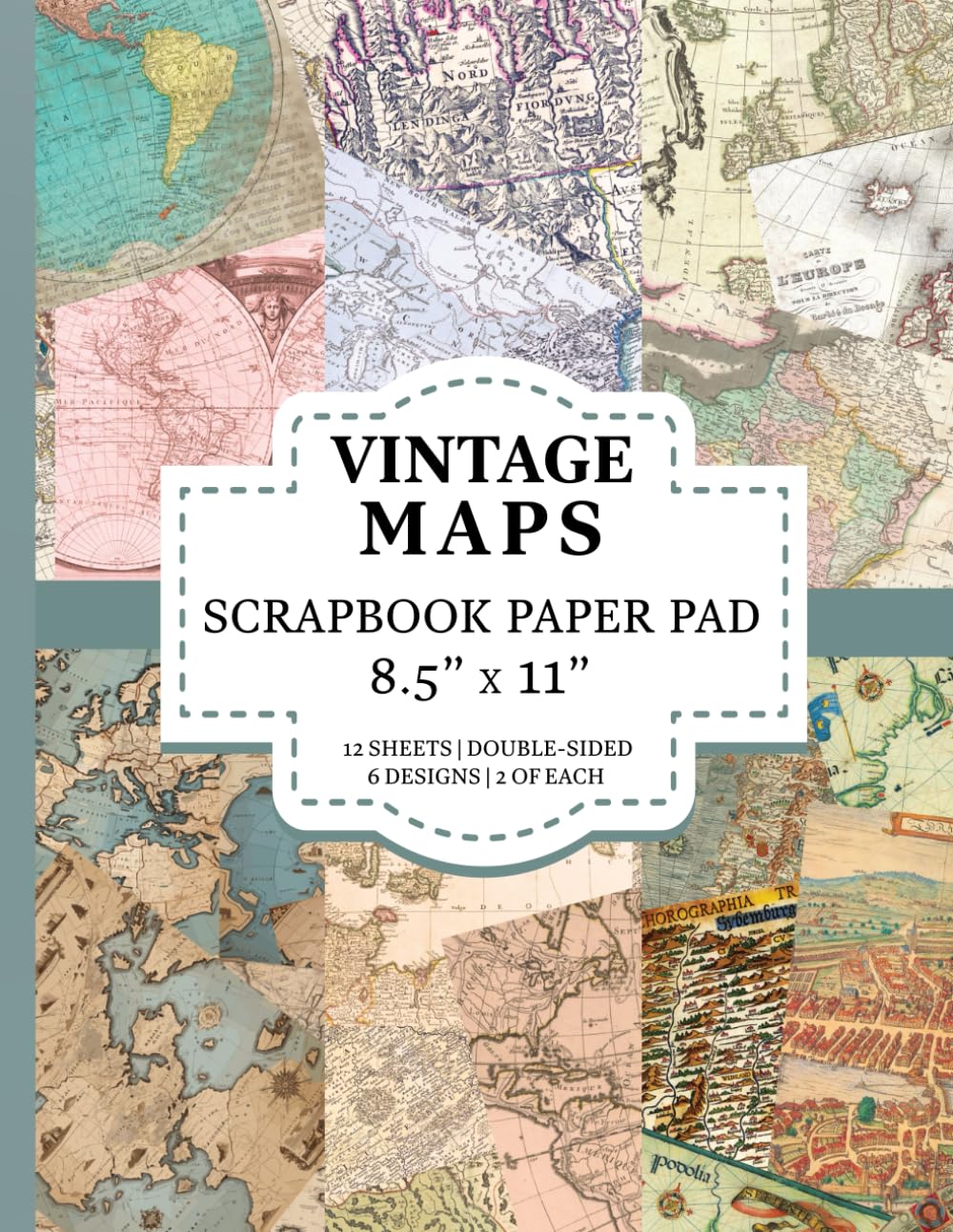 Vintage Maps Scrapbook Paper Pad 8.5” x 11”: Old World Maps Craft Paper ...