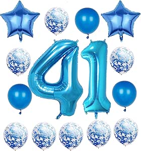 Amazon.com: 41th Birthday Decorations Party Supplies,Blue Number 41 ...