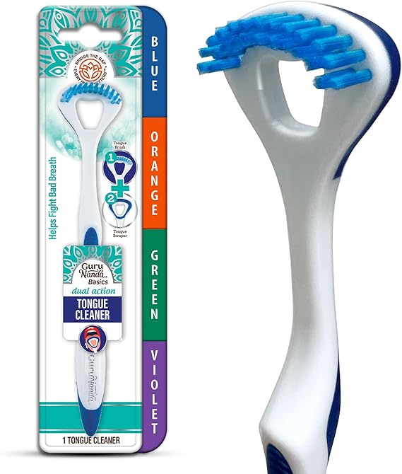 Amazon.com : GuruNanda Dual Action Tongue Scraper (1 Pack), 2-in-1 ...