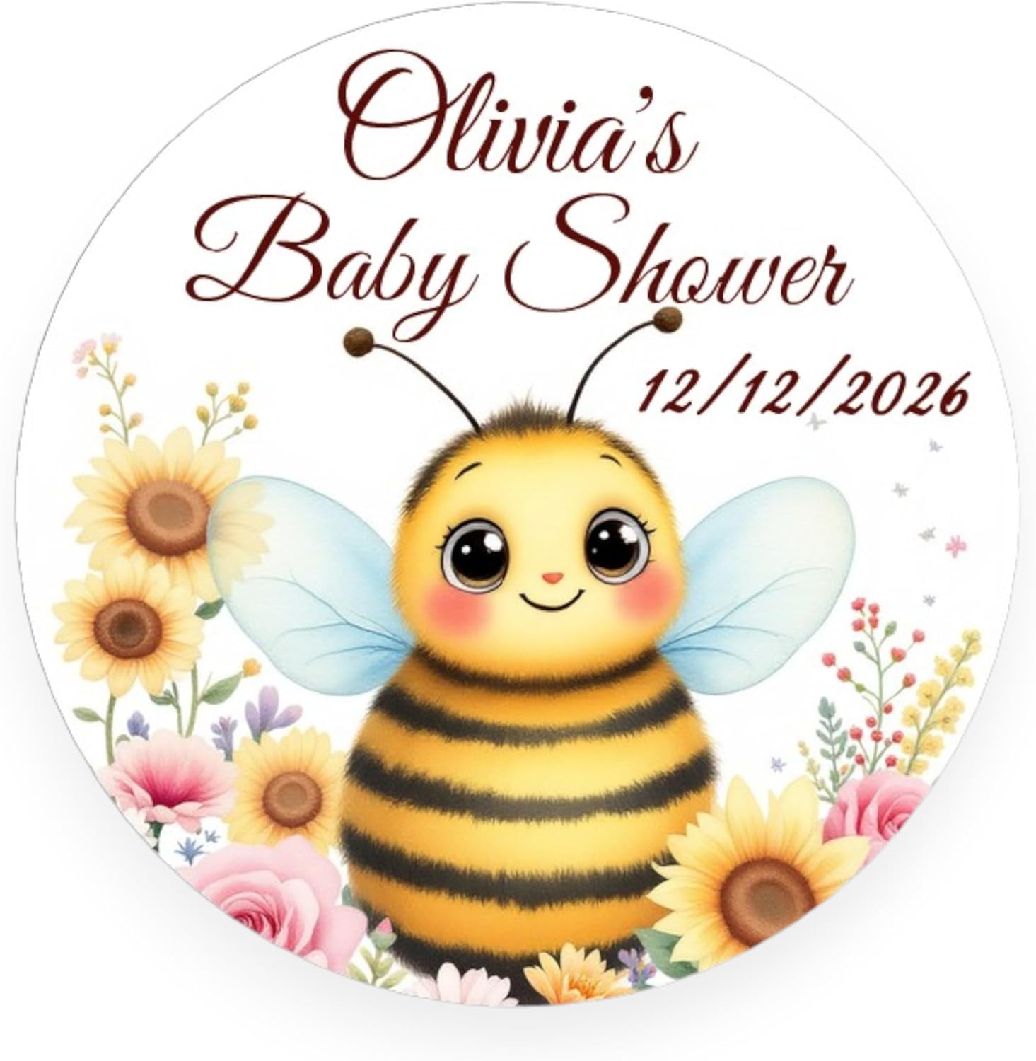 Amazon.com: Personalized Baby Bee Shower Labels, 40 Custom Name ...