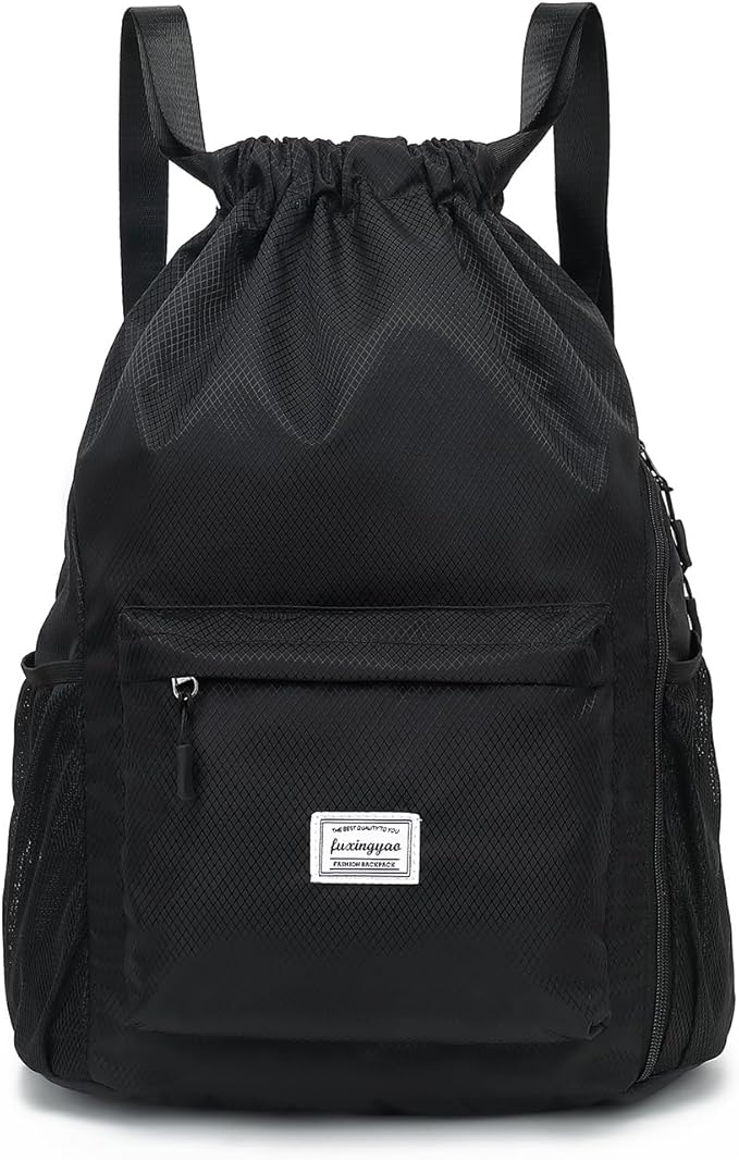 Amazon.com | FUXINGYAO Drawstring Backpack Sports Gym Bag with Shoes ...