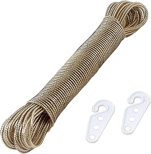 20M Washing Line with Thick Rope and Steel Core-Clothes Line Fitted For ...