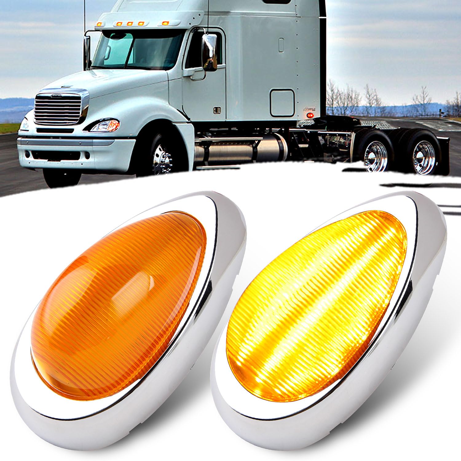 Jamarco 2Pcs Teardrop Amber STF9 Sleeper Cab Side Clearance Turn Lights ...