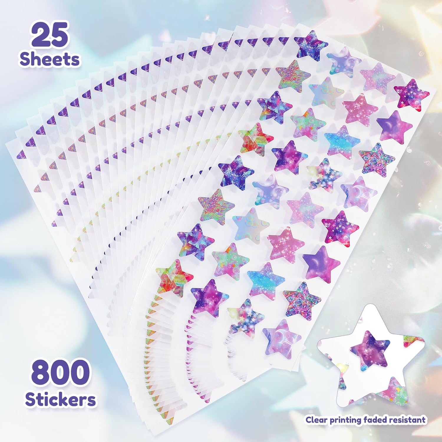 25 Sheet 800 Pieces Star Stickers(16 Designs) Reward Star Stickers ...