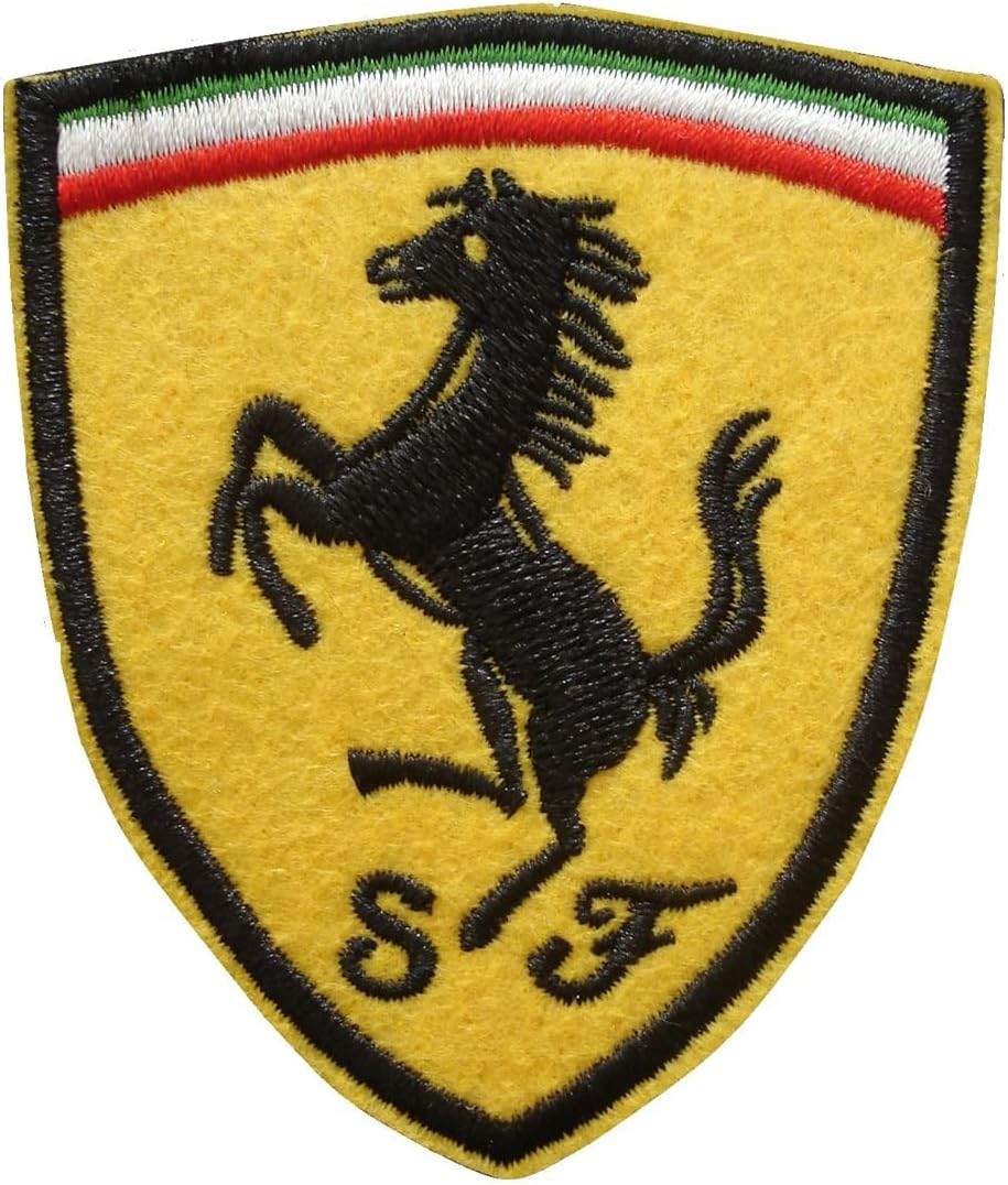 2 pieces FERRARI Iron On Patch Embroidered Grand Prix Motif Applique F1 ...