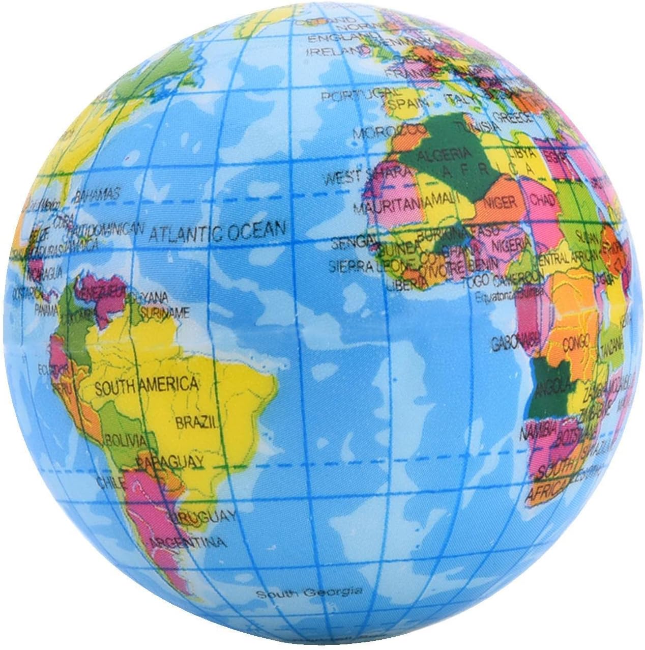 World Map Stress Balls - PU Foam Globe Squeezable Balls - Earth World ...