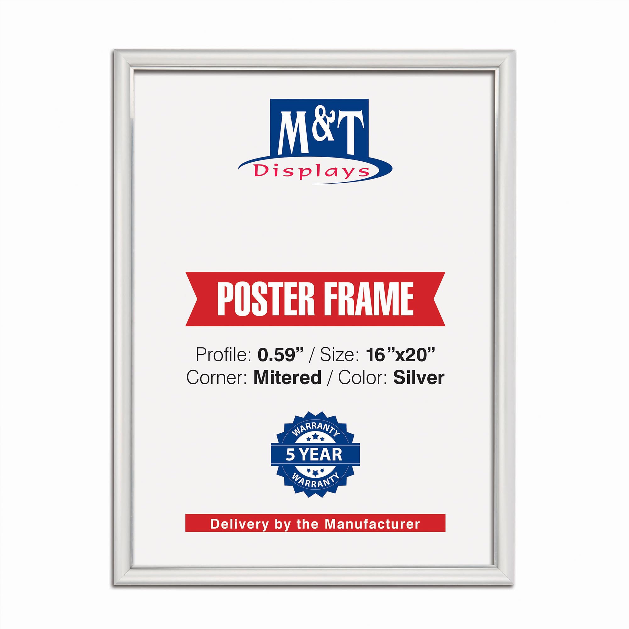 Amazon.com - M&T Displays Snap Poster Frame 16x20 Inch Silver 0.59 ...