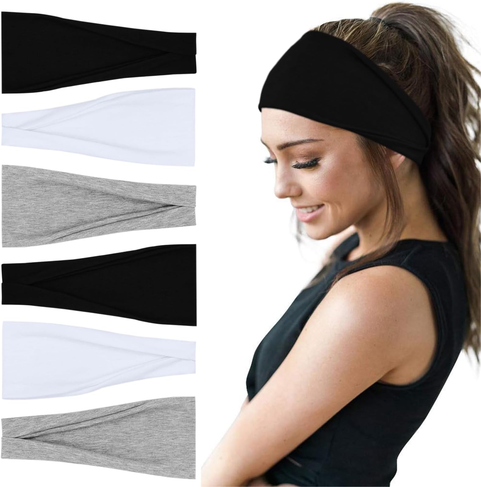 Amazon.com : YONUF Fashion Headbands For Women Wide Headband Yoga ...