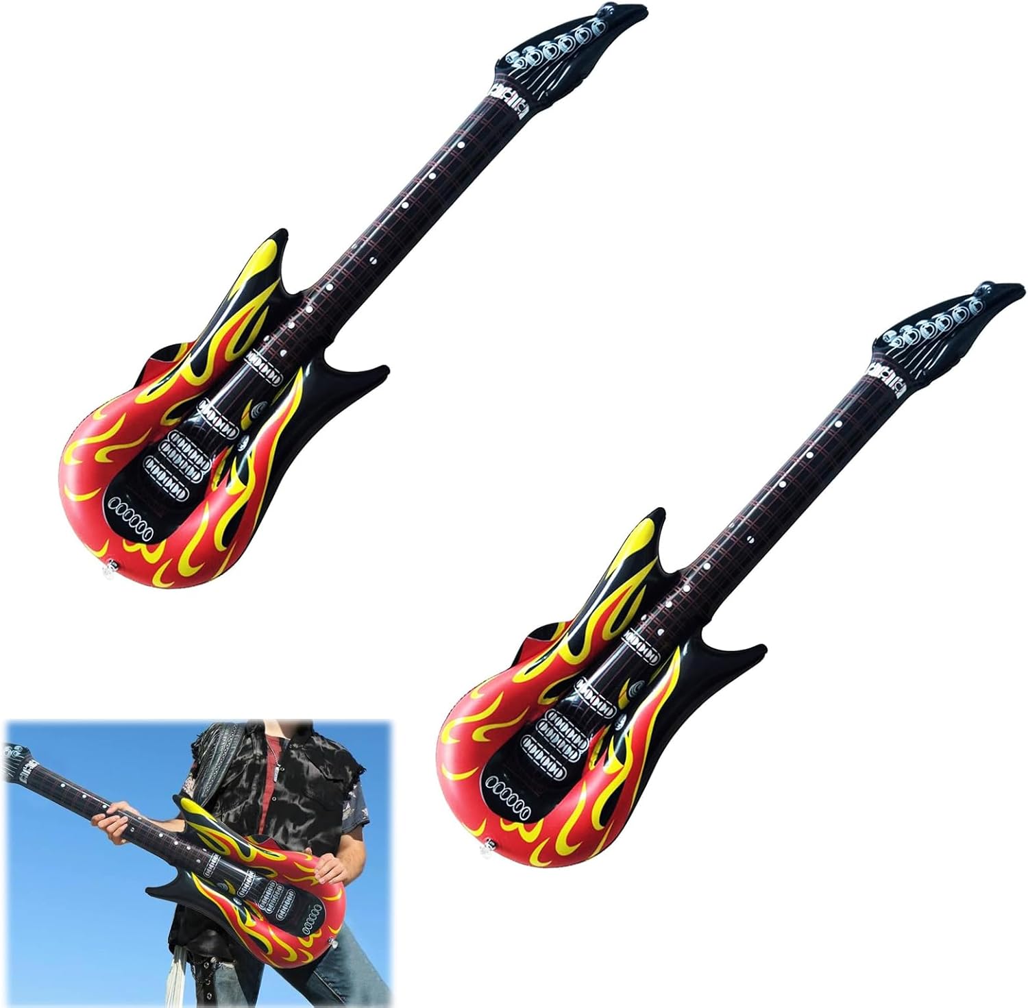 Inflatable Guitar Flame Design, Blow up Guitar 2 PCS Suitable for ...