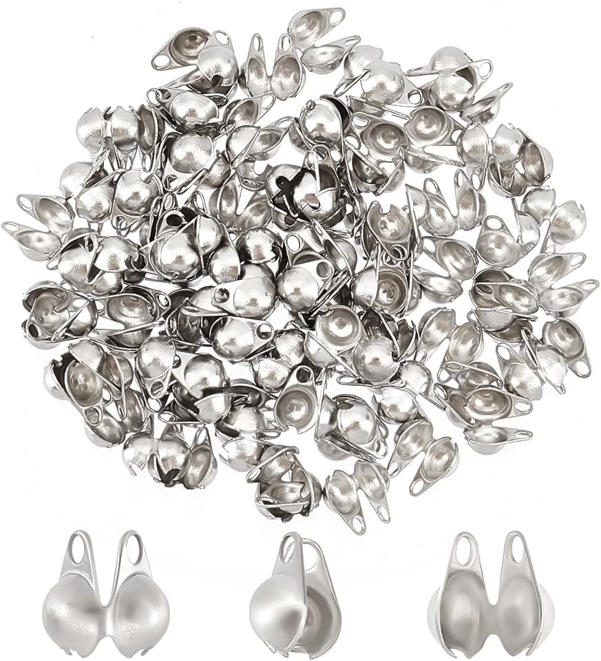 Amazon.com: GSHLLO 200 PCS Open Bead Tips Knot Covers Clamshell End Cap ...