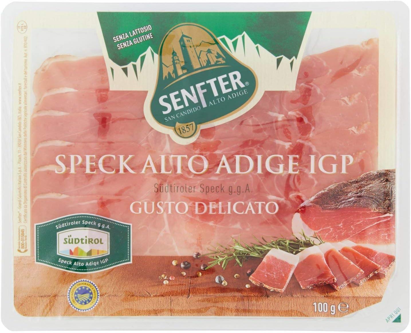 Senfter Speck Alto Adige IGP, 100g : Amazon.it: Alimentari e cura della ...