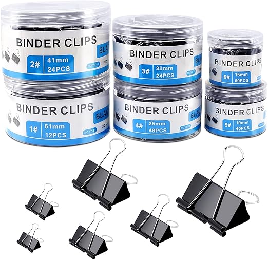Amazon.com : 208 PCS Binder Clips Assorted Sizes, Metal Large Binder ...