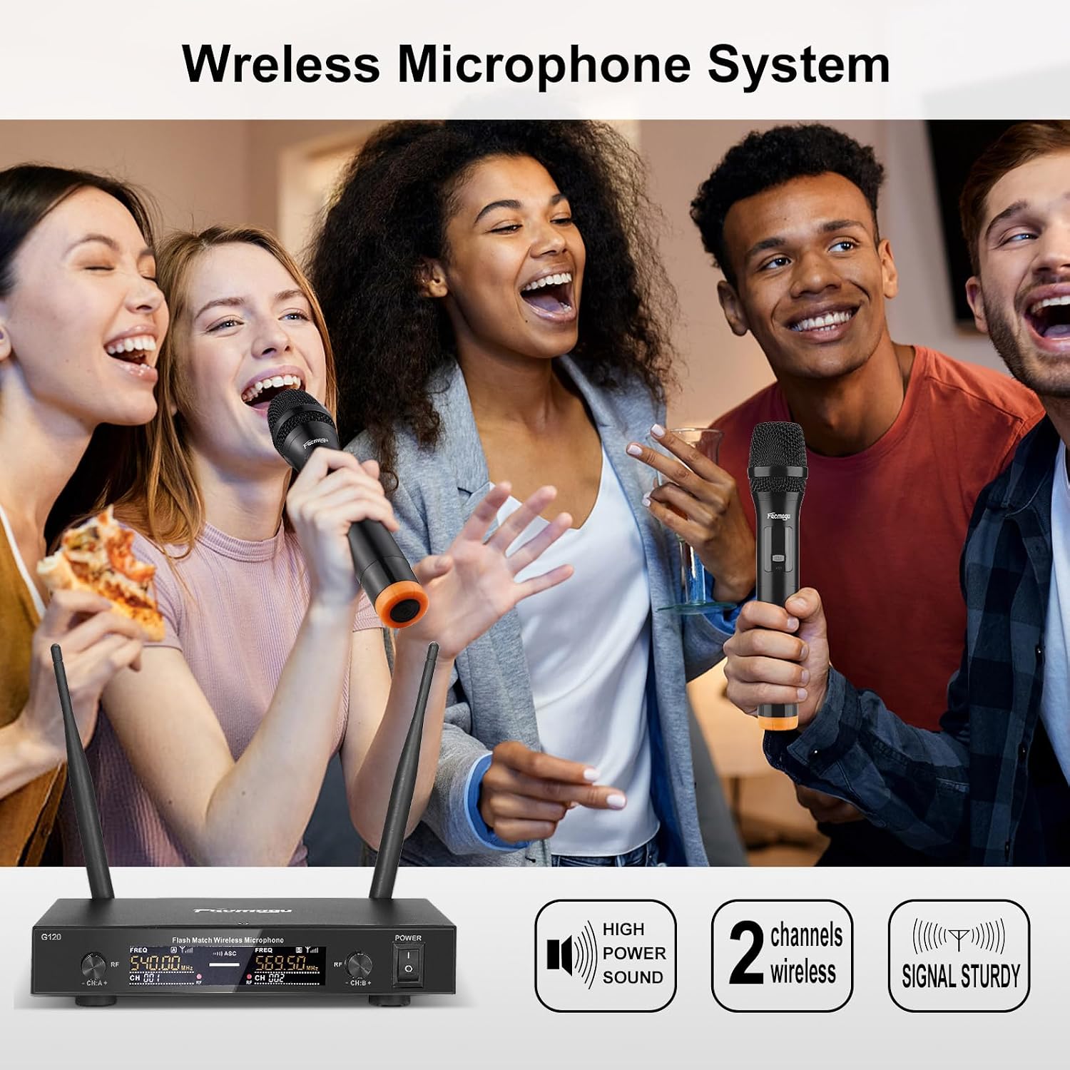 Facmogu Sistema de micrófono inalámbrico UHF G120, juego de micrófono ...