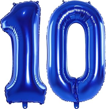Amazon.com: Navy Blue Number 10 Balloons 40Inch Huge Royal Blue Number ...
