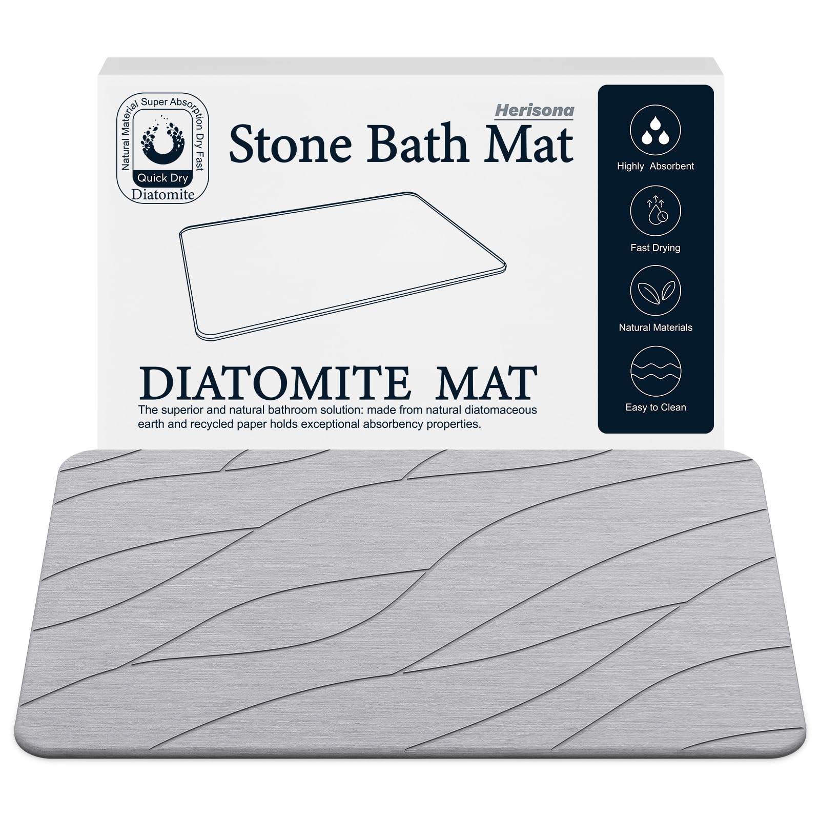Amazon.com: Closefriend Diatomite Stone Bath Mat - Fast Drying Bathroom Mat Stone, Diatomaceous ...