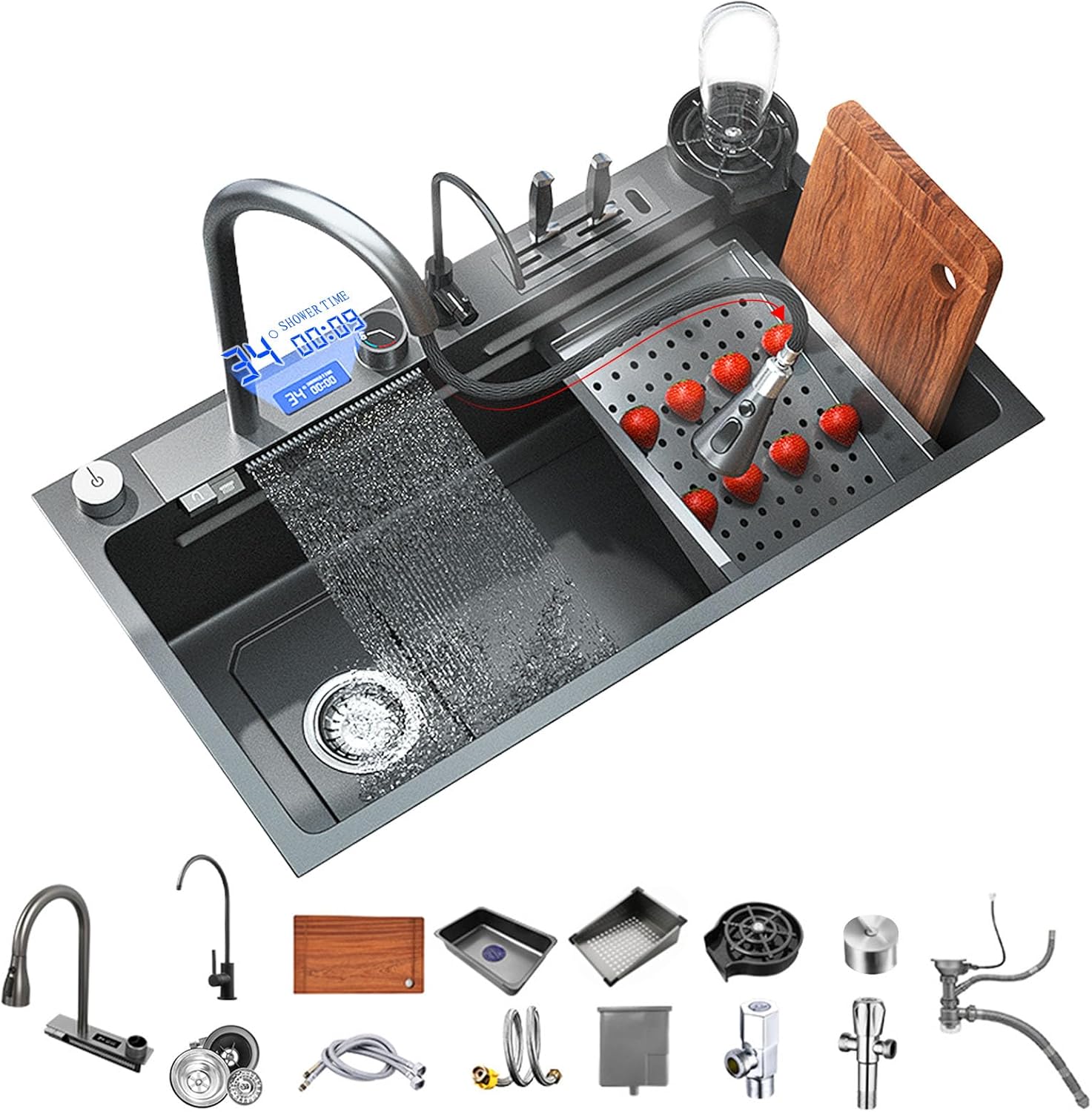SDGRP Black Kitchen Sink Stainless Steel Single Bowl Kitchen Sinks ...