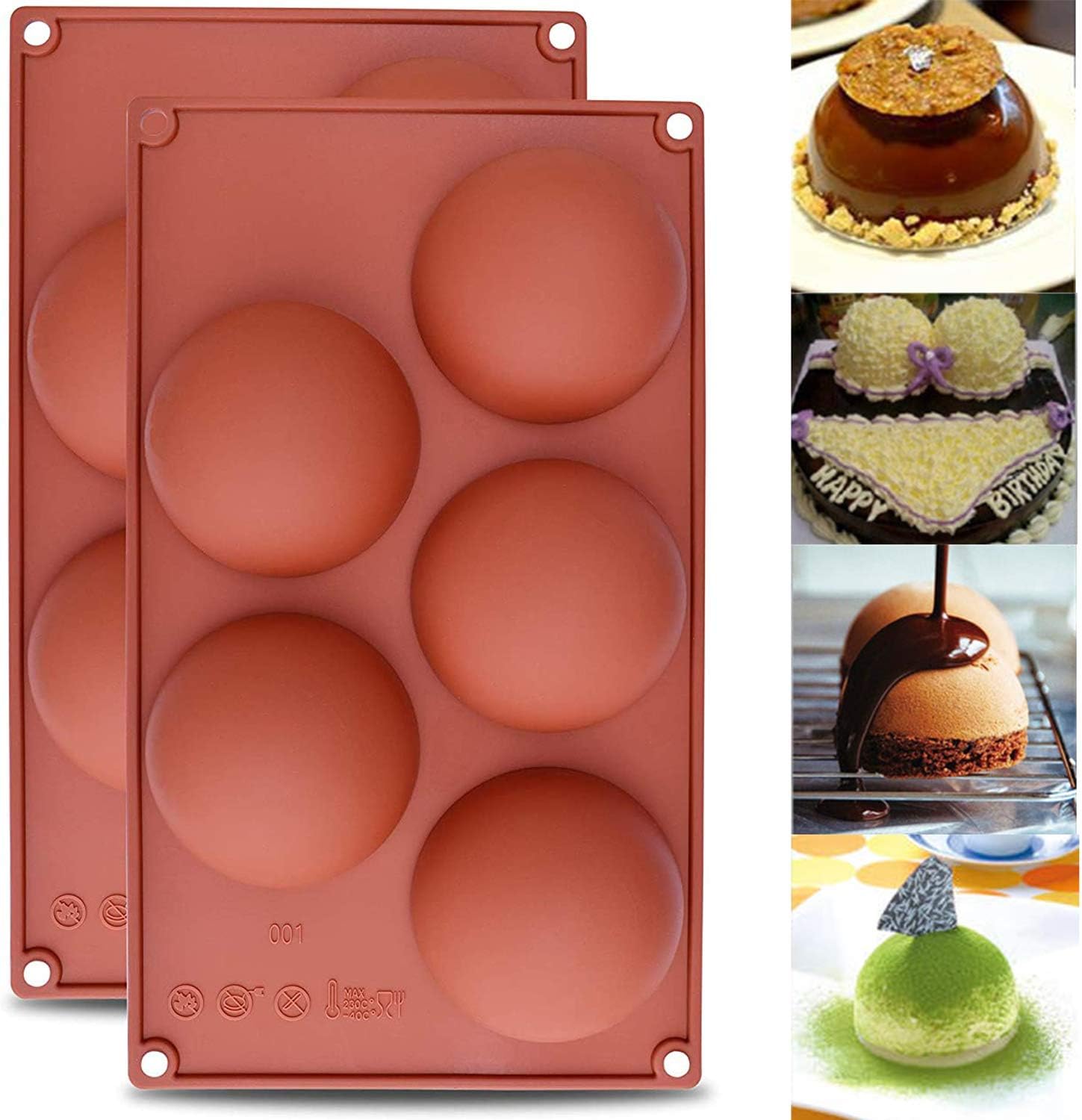 Amazon.com: 2PCS Semi Sphere Silicone Mold,5 Holes Hot Chocolate Bomb ...
