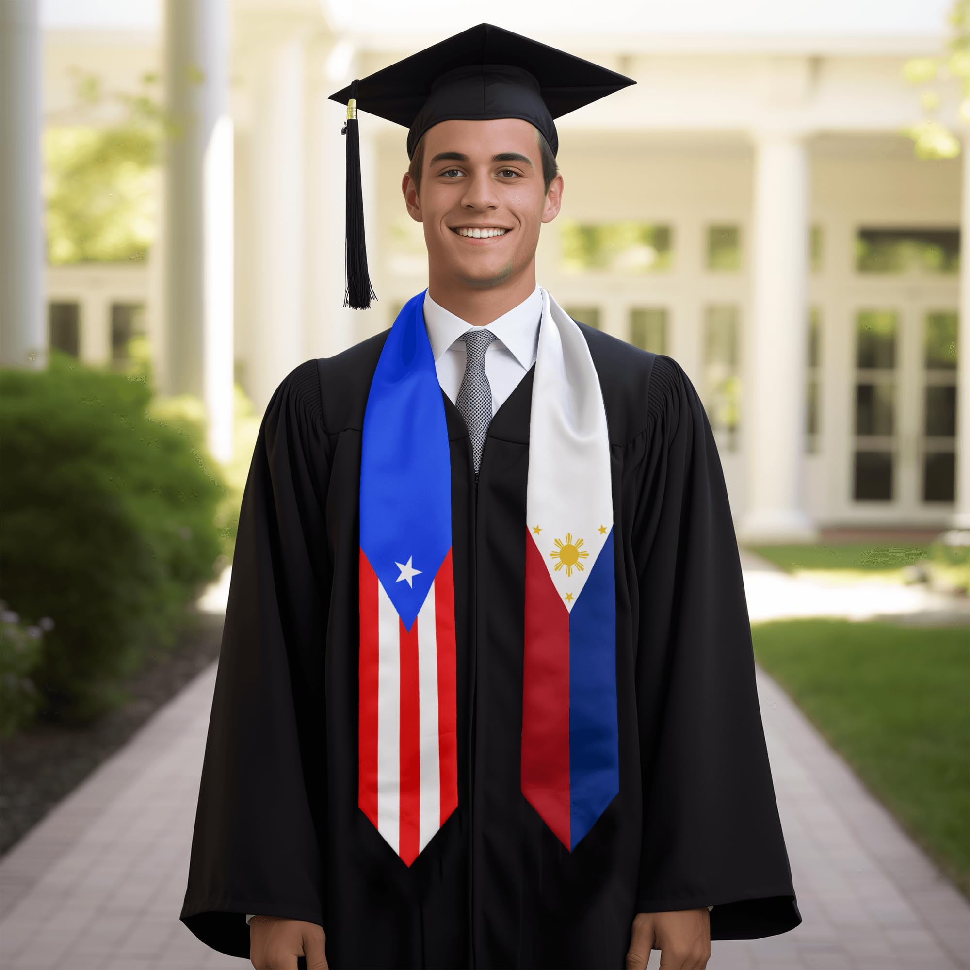 Snapklik.com : Graduation Stole Sash Puerto Rico Philippines Flag ...