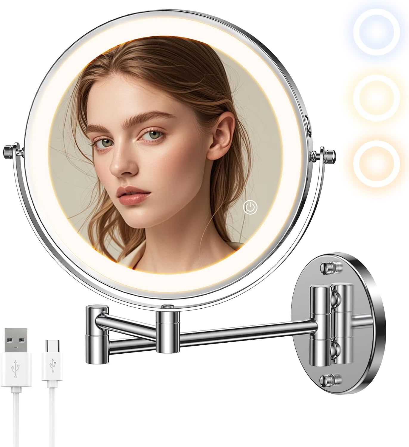 Amazon.com: Rechargeable Wall Mounted Lighted Makeup Vanity Mirror, 8 ...