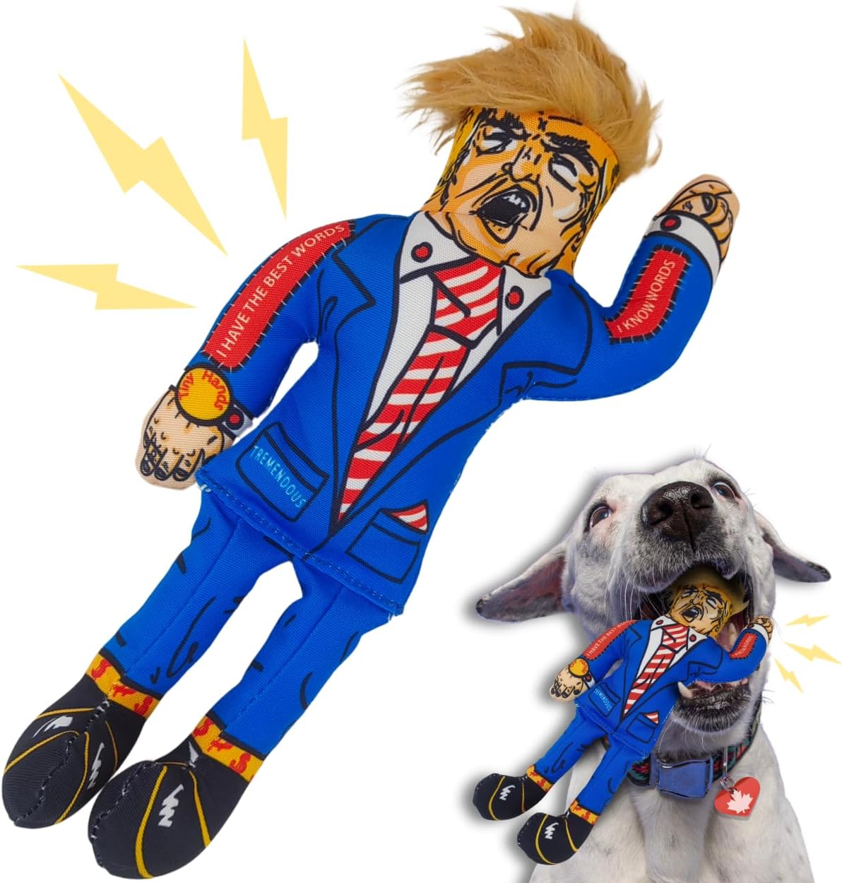 PICKLE WICKLE Paw-litical Lookalike Dog Toy – Hairpiece Plush Squeaky ...