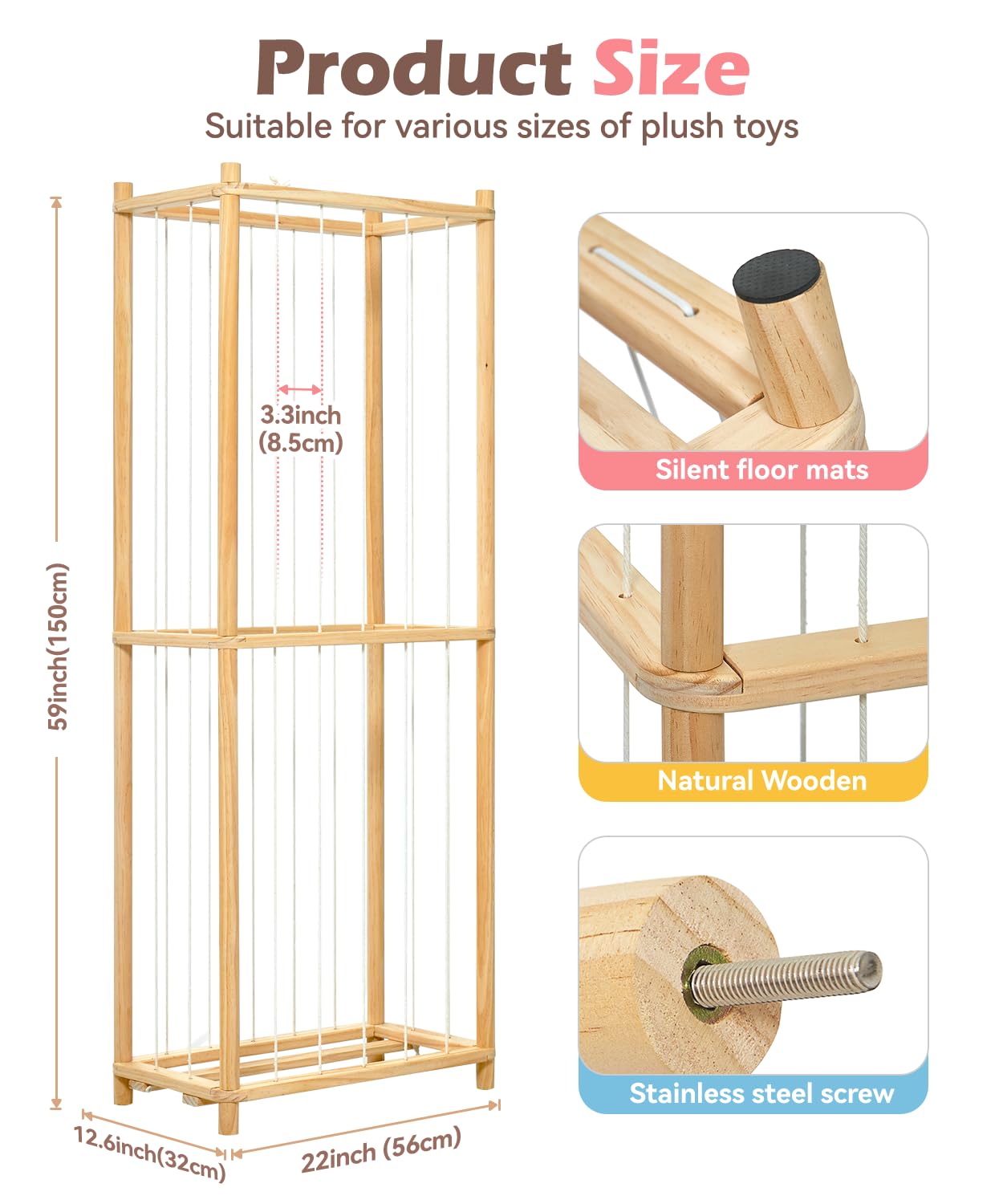 Extra Large Stuffed Animal Zoo Storage,59" Tall Wooden Stuffed Animal ...