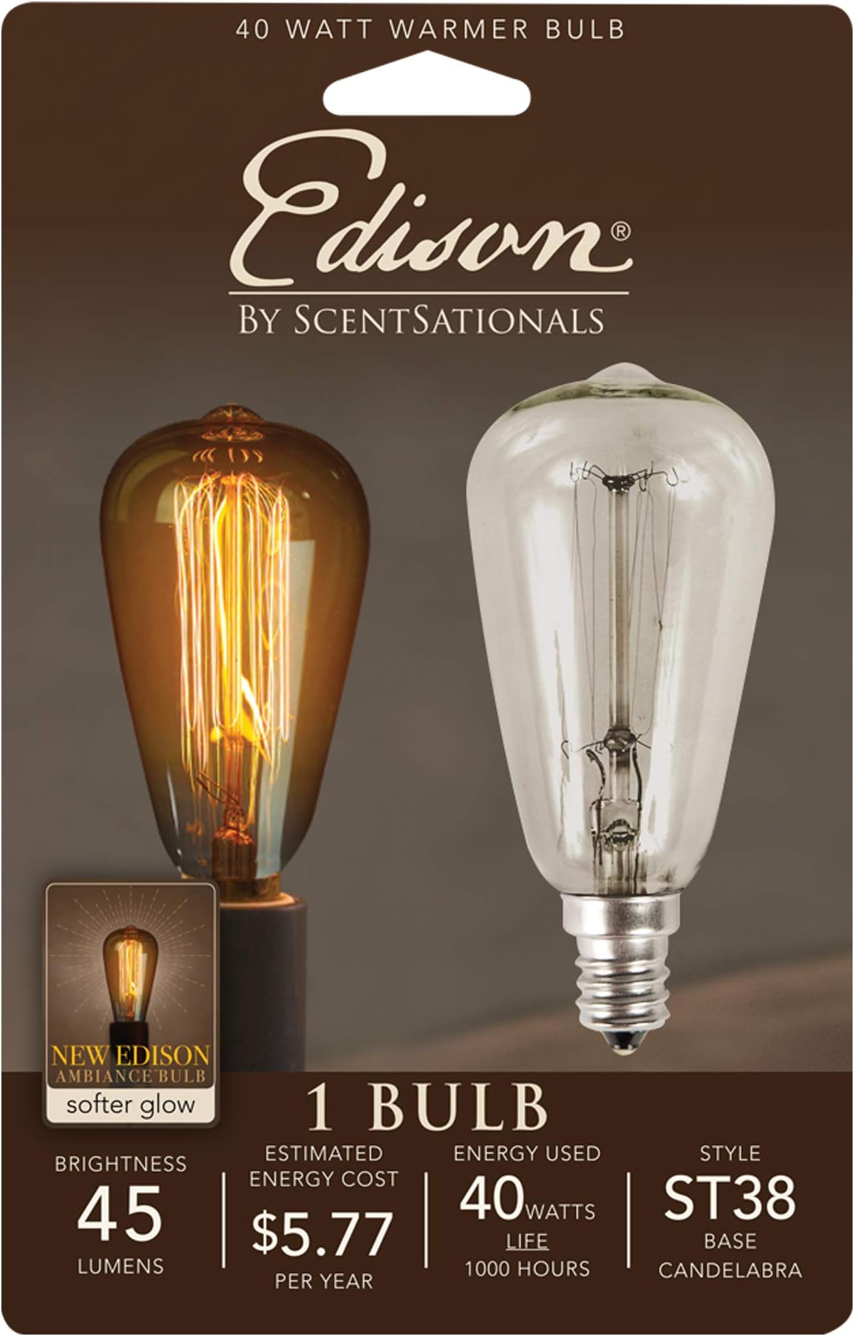 Bunnit Bulbs Vintage Retro Edison Bulb, ST38, 40w, E12 Base (Small), 2 ...