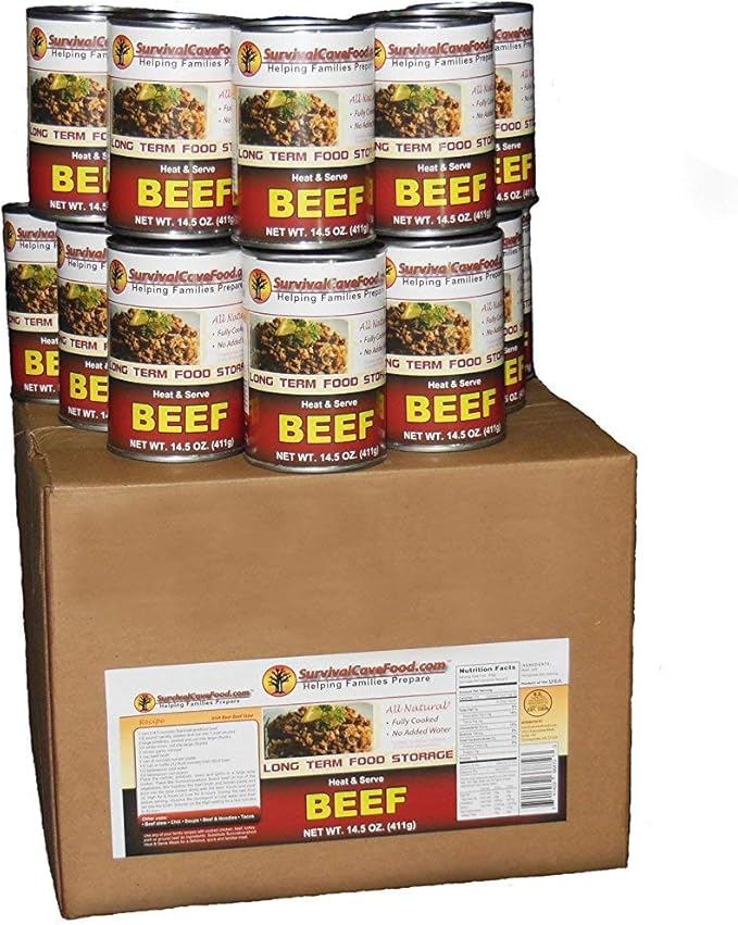 Amazon.com : 12 - 14.5oz Cans of Canned Meat (BEEF) Long Term Food ...
