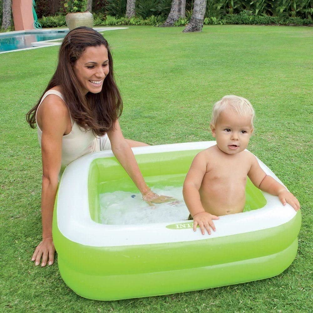 Intex Kids Play Box Inflatable Swimming Pool (Green), 85cm x 85cm x ...