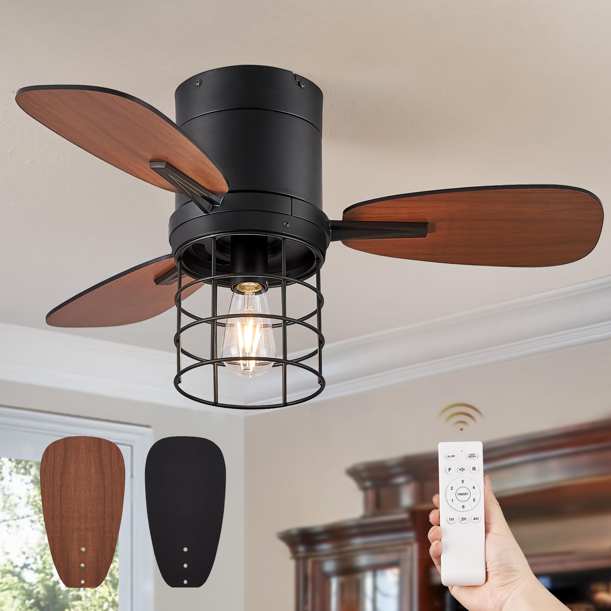 Snapklik.com : LEDIARY Farmhouse Flush Mount Ceiling Fans