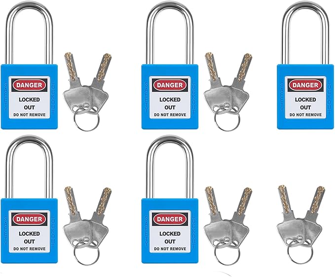 Bulangdi 5pcs Blue Loto Locks Set - Keyed Different, 2 Keys Per Lock ...