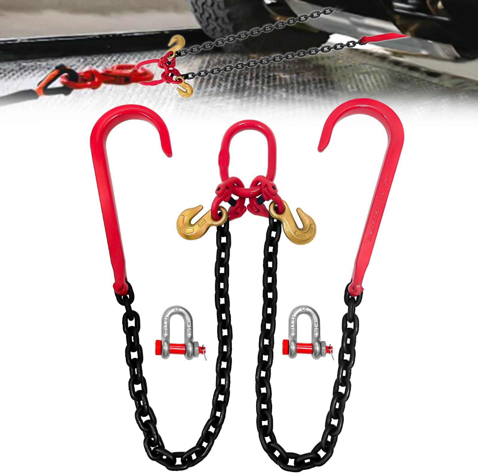 Amazon.com: SENKEYFE 3FT V Bridle Tow Chain G80-3/8 in Transport Chain ...