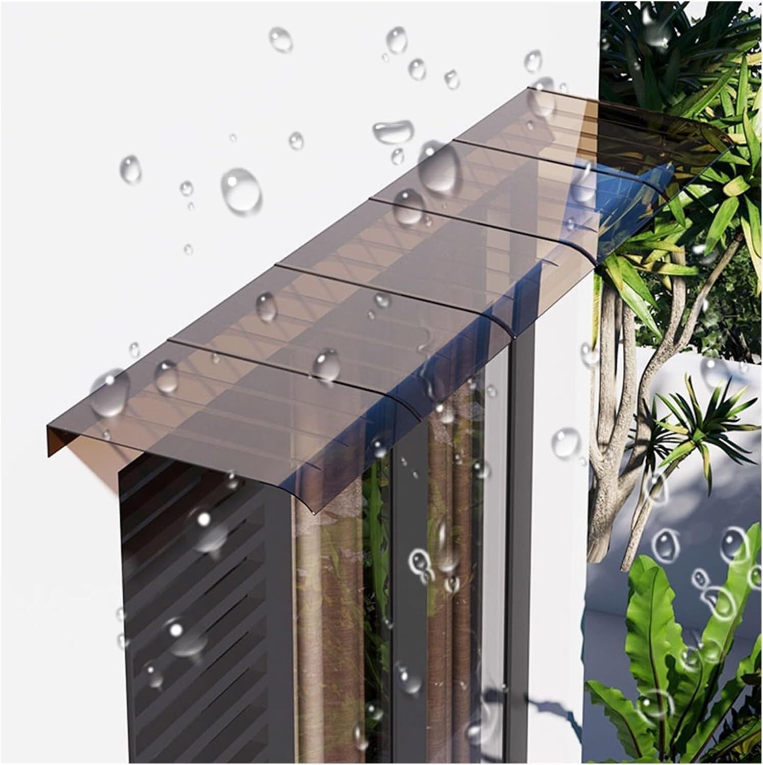 Amazon.com: ONZIEMS Brown Patio Balcony Eaves Awning,Outdoor Porch ...
