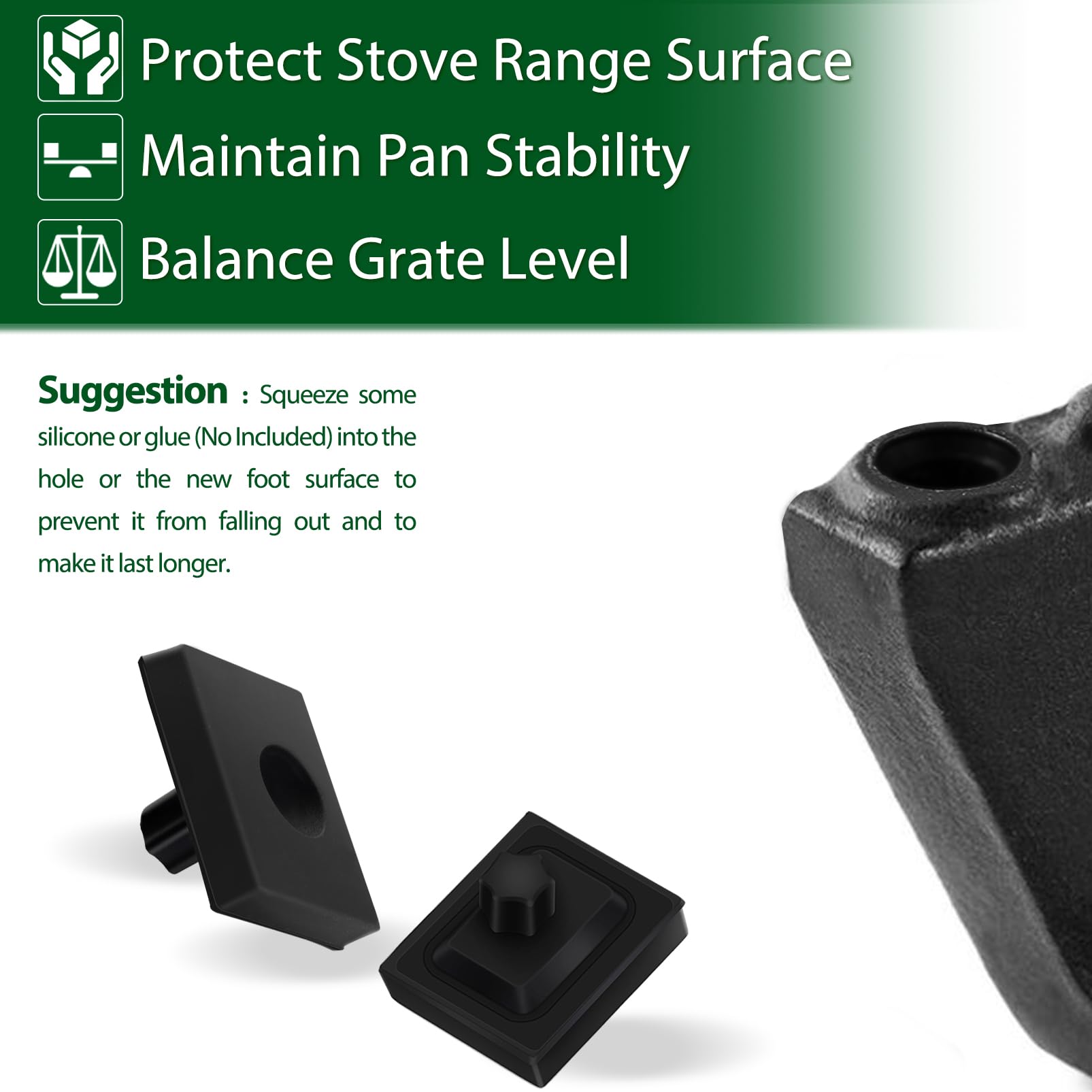 Snapklik.com : 826885 Stove Grate Rubber Feet Replacement Parts For ...
