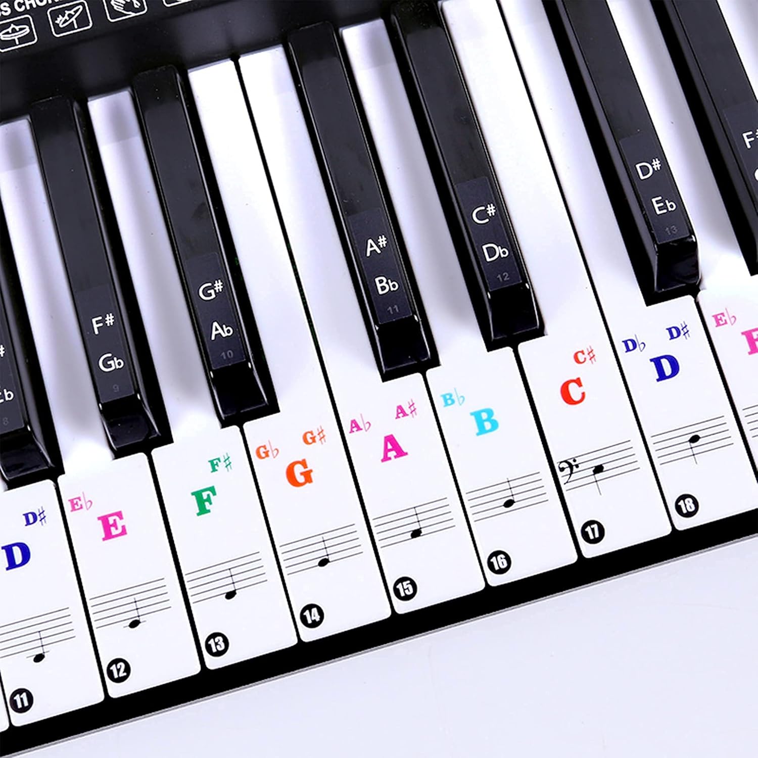 XUBX 2 sets Piano Key Stickers for 37/49/54/61/88 White and Black Keys ...