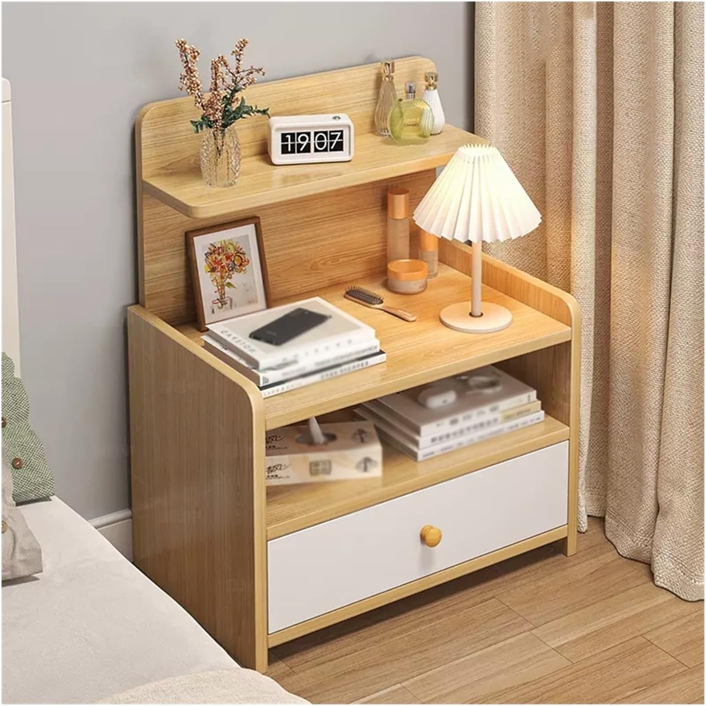Amazon.com: Bedside Table Bedside Table Single Drawer Multi-Layer ...