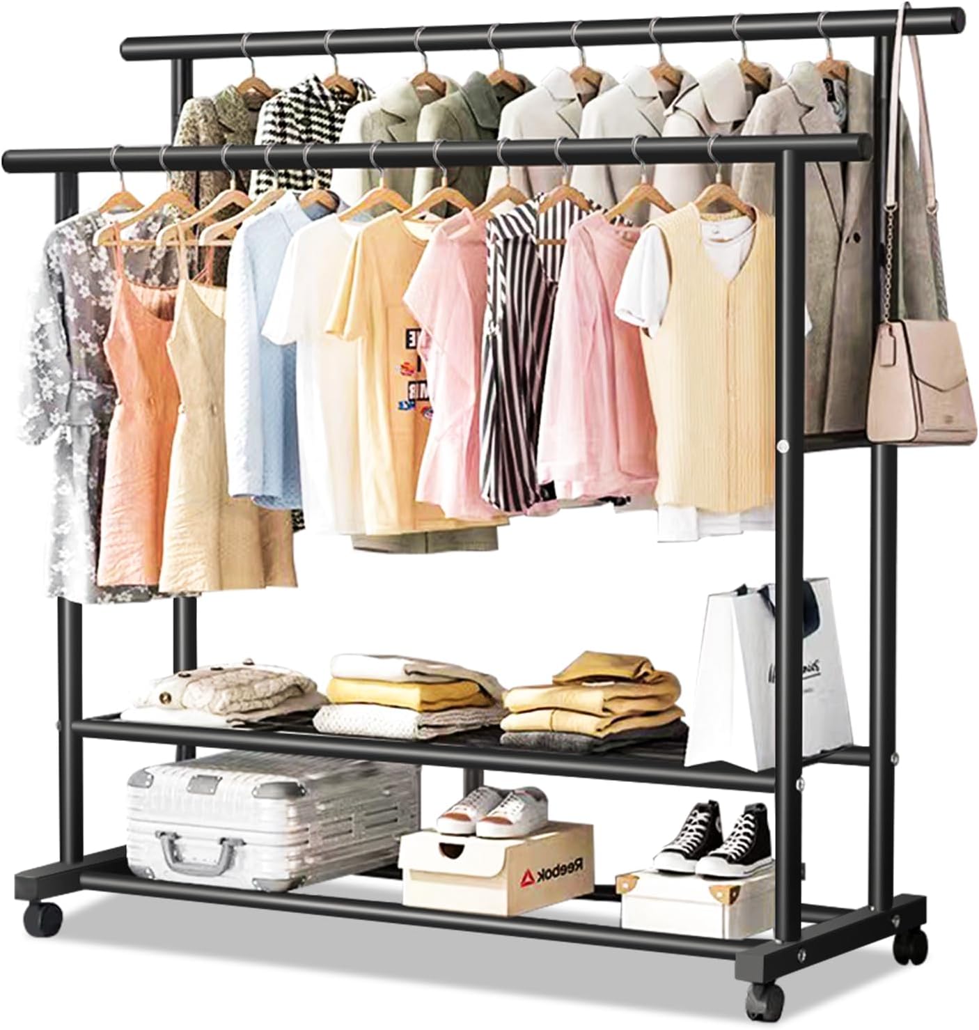 MONKLE - Portant a Vetement, Portant vêtements sur roulettes, Portant ...