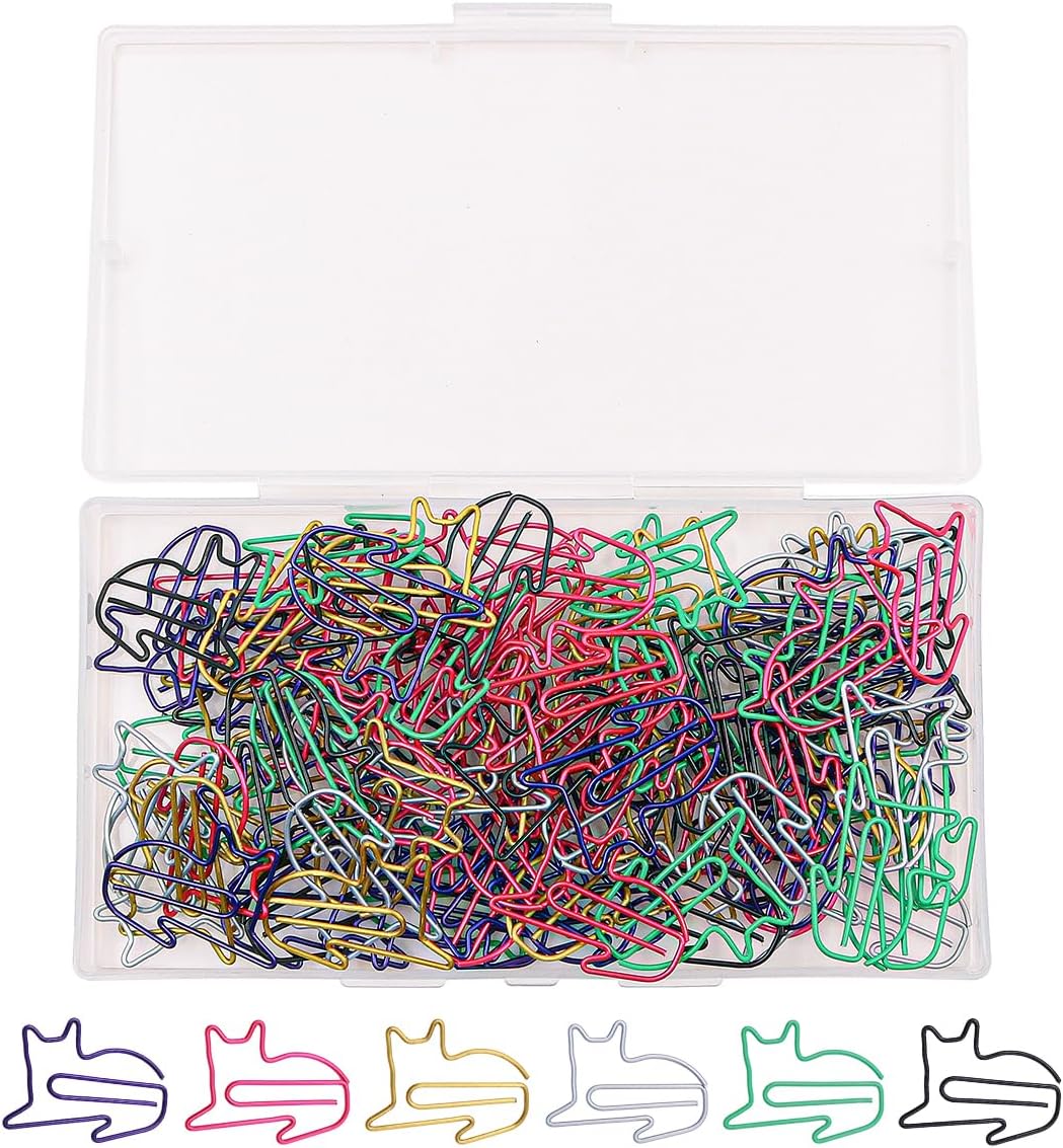 Amazon.com: 100Pcs NUZAMAS Adorable Cat Paper Clips Assorted Colors ...
