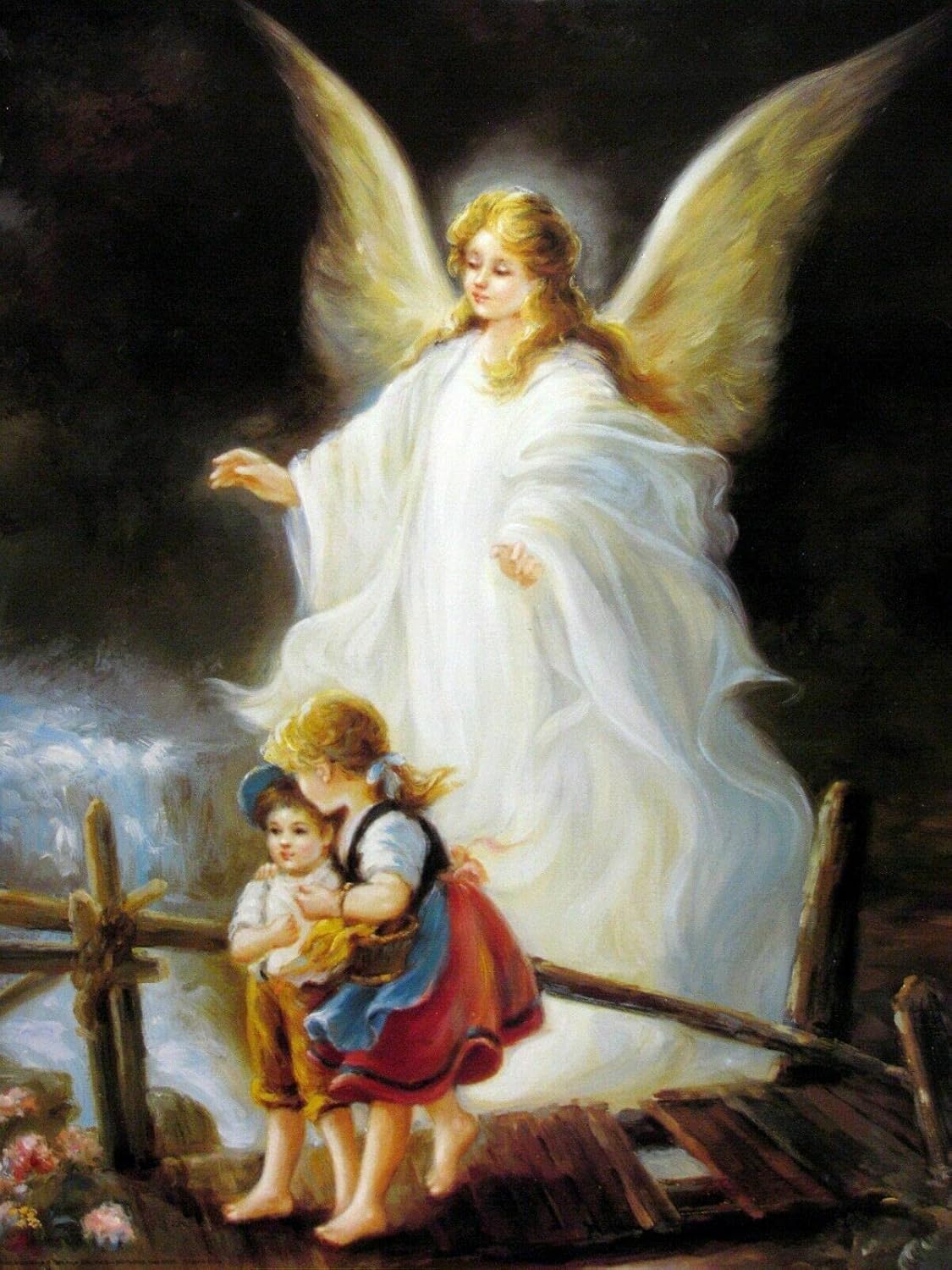 Amazon.com: Guardian Angel Mother Watching Over God Children 16x20 ...