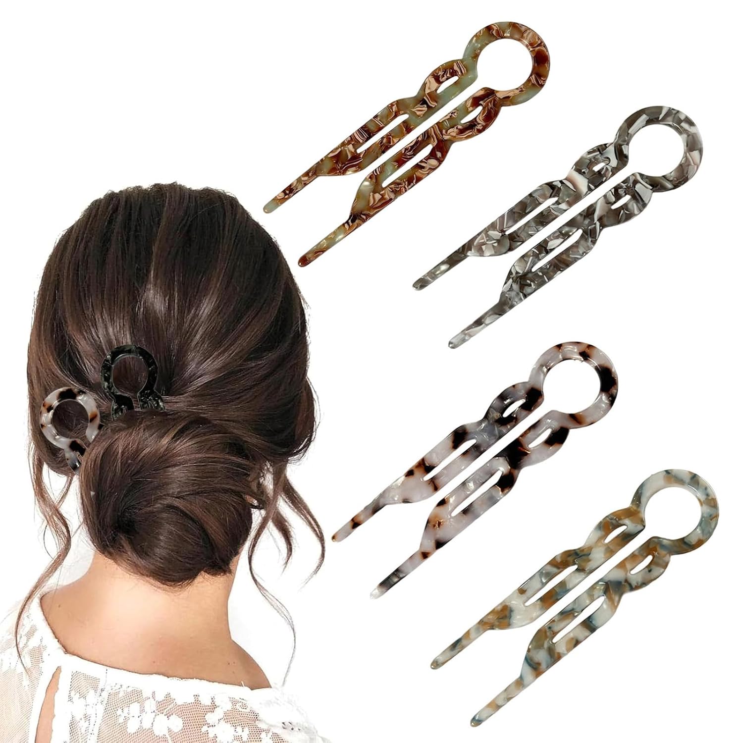 Amazon.com : 4PCS U-Shaped Plastic Hair Pins for Women – Non-Slip Hair ...