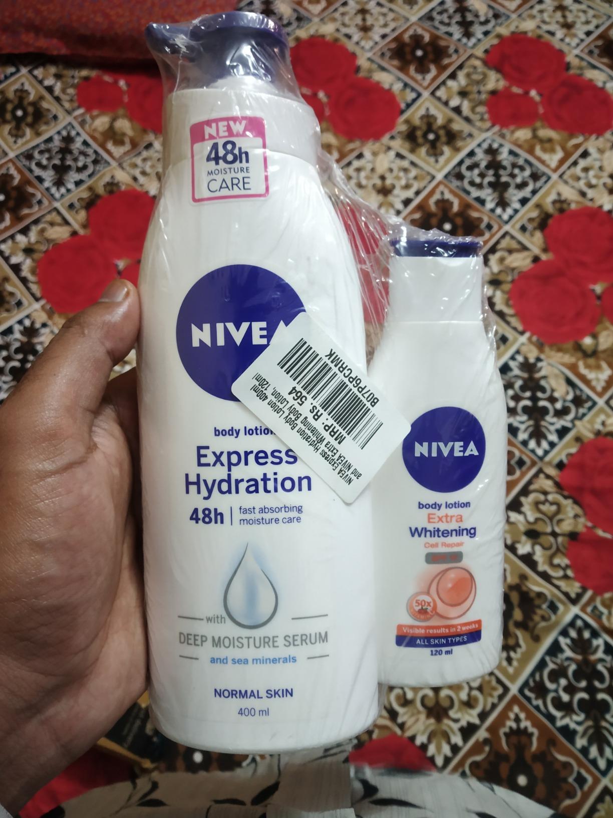 Buy Nivea Express Hydration Body Lotion, 400ml and Extra Whitening Body ...