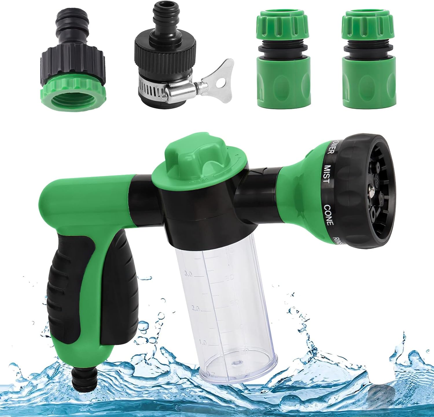 Garden Hose Spray Gun - 8 Patterns Garden Hose Foam Sprayer With 4 ...