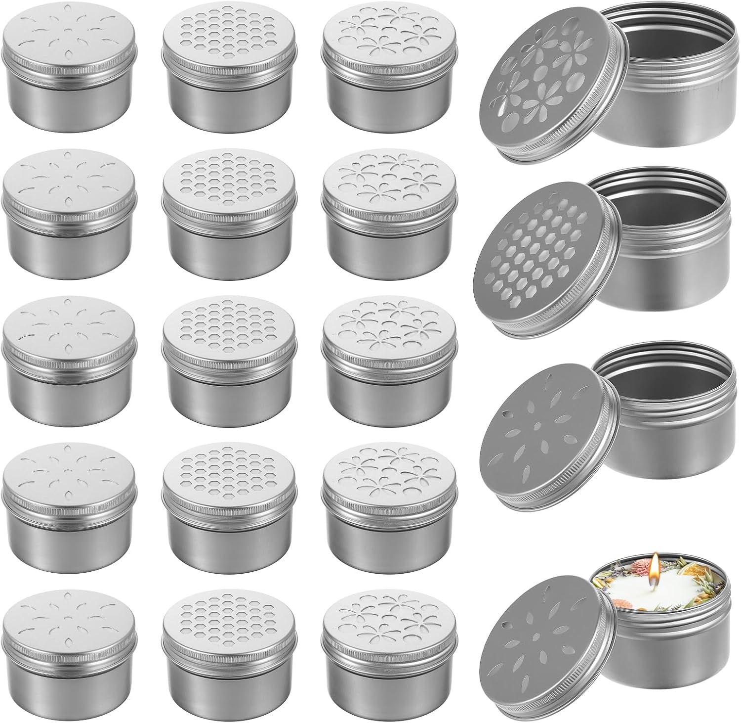 Amazon.com: 15 Pcs Aluminium Tins, 3 Style 4 Ounce Round Empty Metal ...