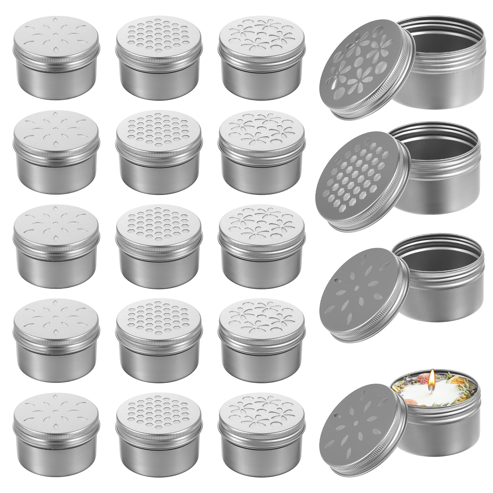Amazon.com: 15 Pcs Aluminium Tins, 3 Style 4 Ounce Round Empty Metal ...