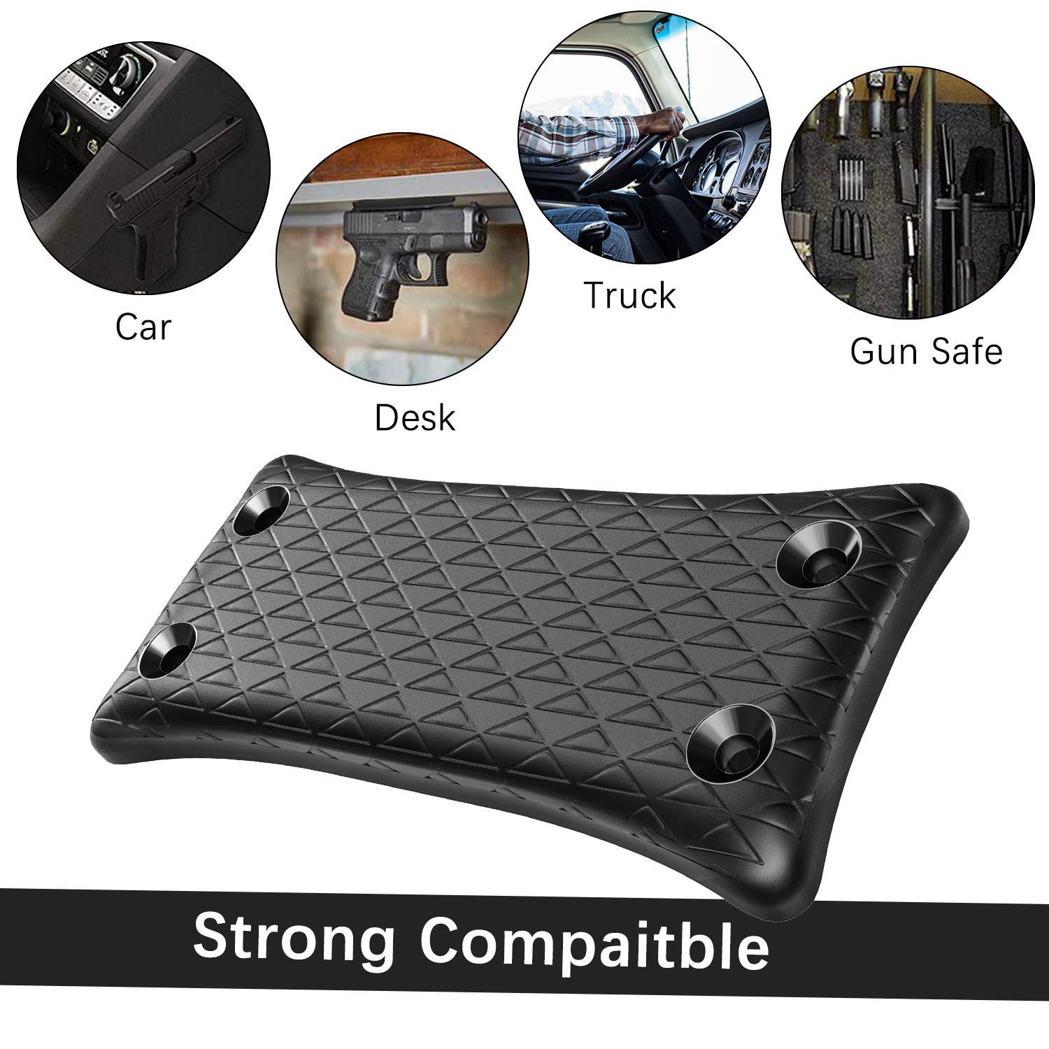 2-Pack Gun Magnet Mount, 50 Lbs Rating,Rubber Coated Gun Holder for ...