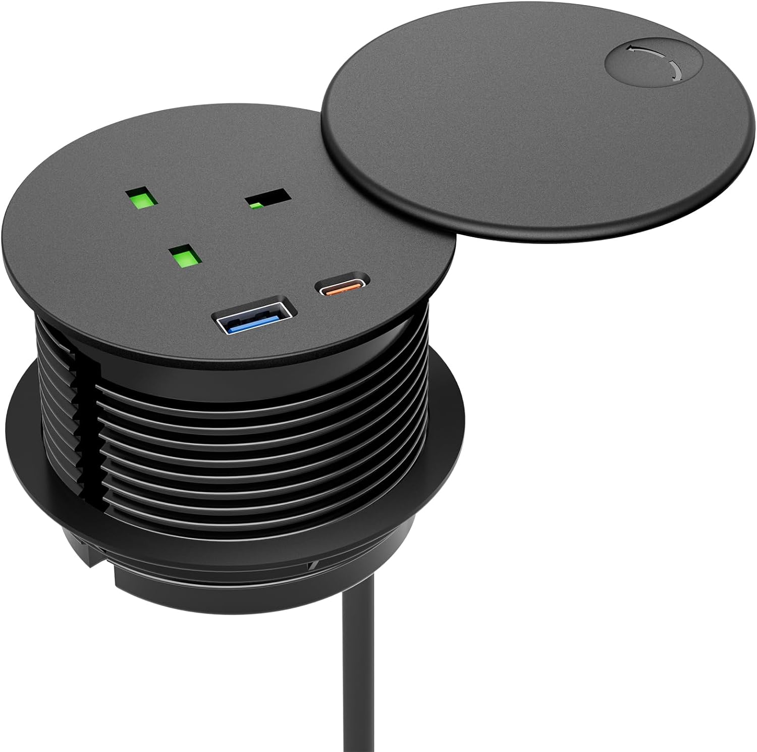 Desk Power Grommet Socket, Airmom Desk Power Socket with USB & USB-C ...