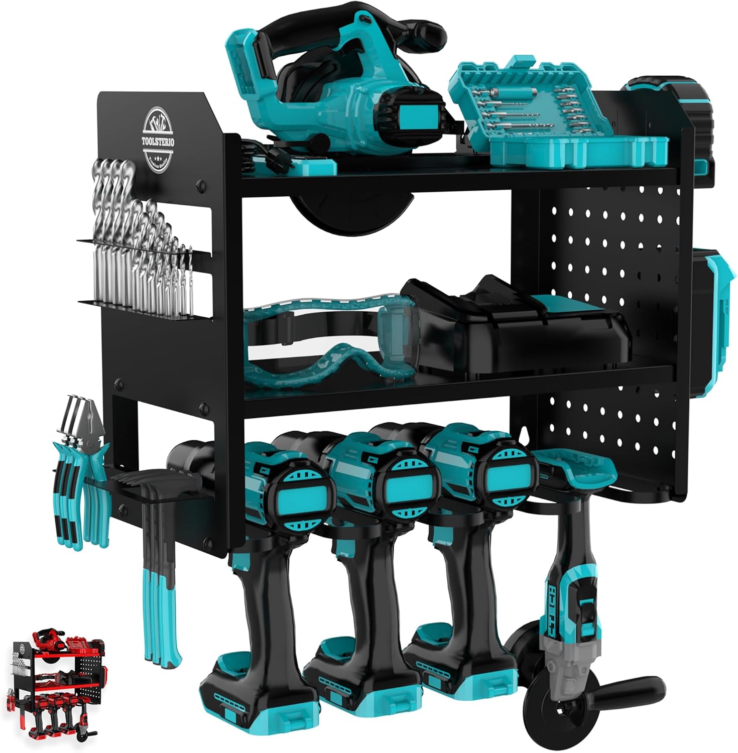 Amazon.com: TOOLSTERIO Power Tool Organizer Wallmount, 3 Layer - 4 ...