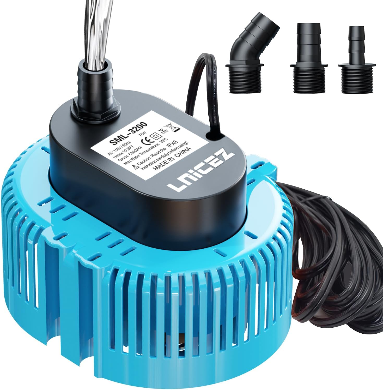 Sump Pump, 20W 1/4HP 700L/h Small Portable Submersible Water Pump ...