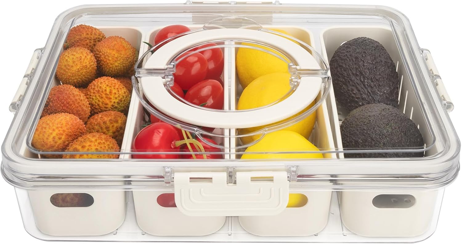Amazon.com: Sousnous Air-tight Divided Veggie Tray with Lid, Berry ...