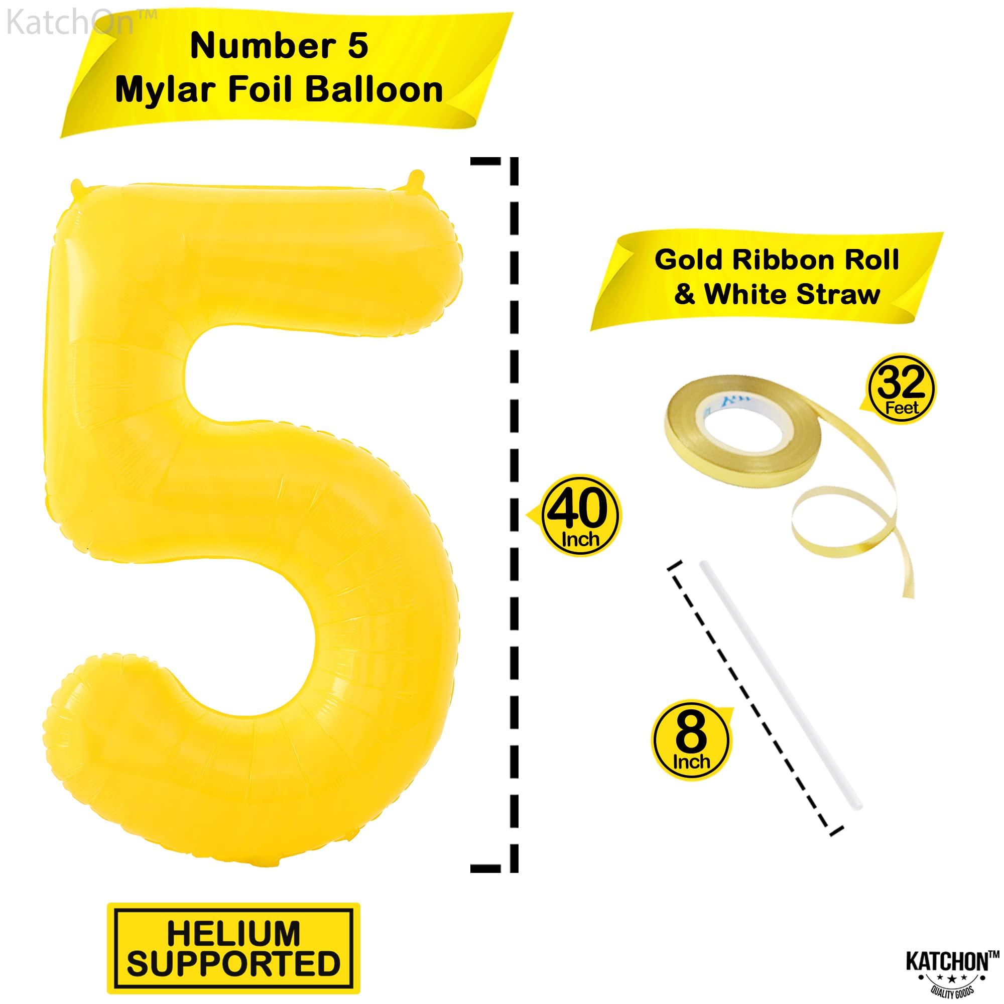 Snapklik.com : Yellow Number 5 Balloon - Giant, 40 Inch Yellow 5 ...